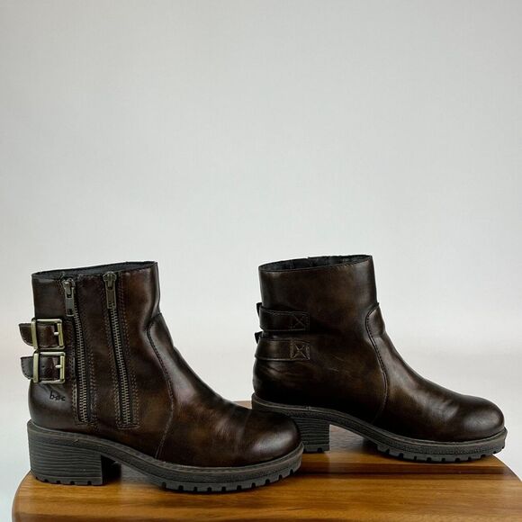 Born | Shoes | Womens Born Boc Bronze Faux Leather Moto Ankle Boots ...